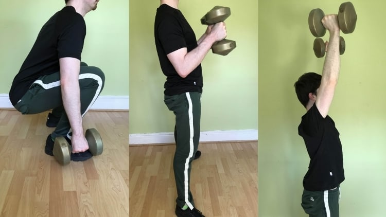 Dumbbell Squat Curl Press Tutorial And Variations