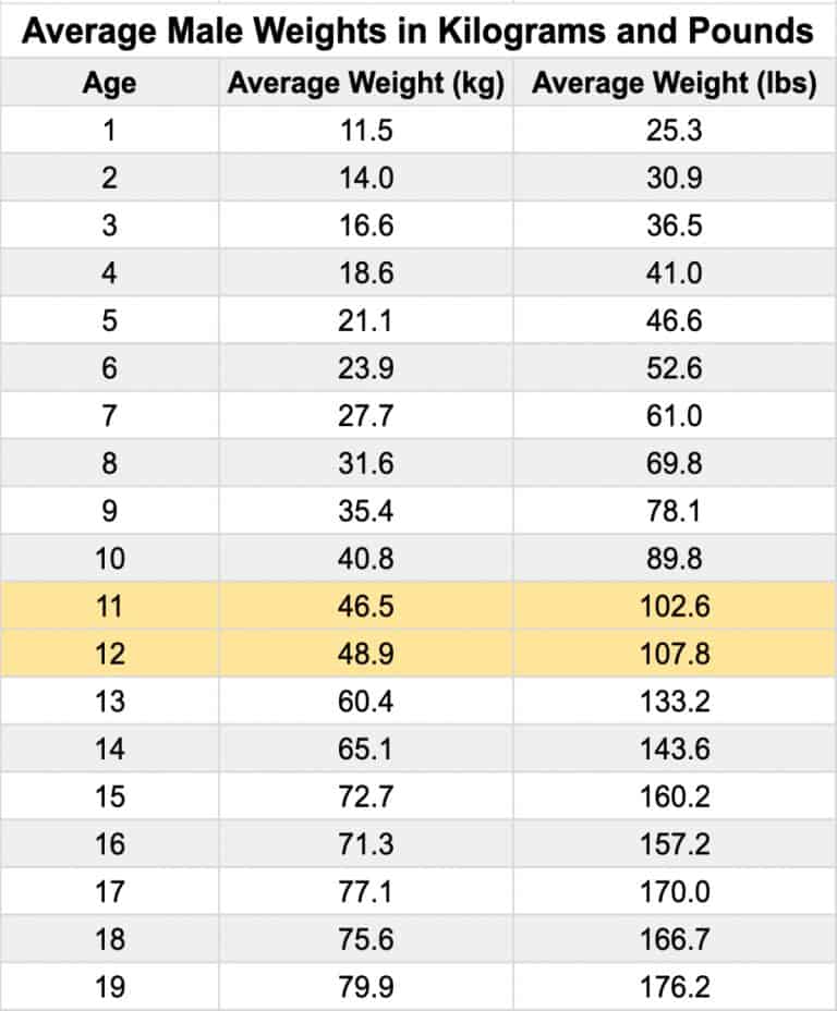 What Is The Average 6th Grader Height And Weight 